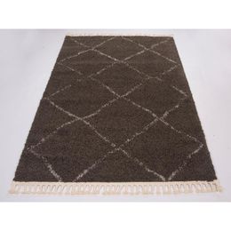 Gallery M branded by Musterring Hochflor-Teppich &raquo;Donna&laquo; rechteckig 30 mm H&ouml;he Wohnzimmer braun Kunstfaser B : 166cm 1 Stk., 30mm, L: 240cm