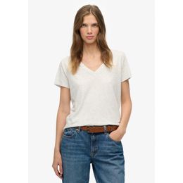 Superdry Damen T-Shirt &raquo;STUDIOS SLUB EMB VEE TEE&laquo; Baumwollmischung, relaxed fit XS