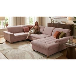 OTTO home Wohnlandschaft &raquo;Egedal 344 x 214 cm, auch mit Schlaffunktion & Bettkasten, Holzf&uuml;&szlig;e&laquo; Kopfteile verstellbar, U-Form, aus Pet Friendly Cord 90