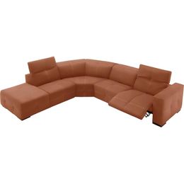 Egoitaliano Ecksofa &raquo;Sauvanne, Designsofa der Extraklasse, elegant und bequem, L-Form&laquo; wahlweise mit elektrischer Relaxfunktion, Kopfteilverstellung rot Leder &raquo;