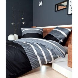Janine Bettw&auml;sche &raquo;J. D.&laquo; 3 Stk. Bettw&auml;sche im Streifen-Design in verschiedenen Qualit&auml;ten grau Mako-Satin, Obermaterial: 100% Baumwolle B/L: 200cm x 200cm, 