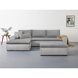 Home Affaire Ecksofa &raquo;Win L-Form, B: 285 cm - OTTO. Verl&auml;ssliche Qualit&auml;t.&laquo; 2 Zierkissen, optional Schlaffunktion & Bettkasten grau 100% Polyester B/H