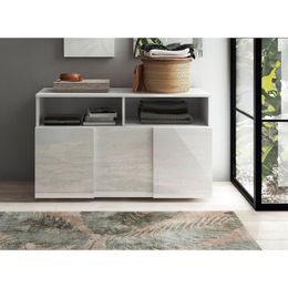 Home Affaire Garderobenschrank &raquo;Dama, Breite 91 cm, H&ouml;he 51 cm, Schuhbank 1 Klappe&laquo; Garderobenbank, Front in 3D-Optik wei&szlig; Wei&szlig;, B/H/T: 91cm x 51cm x 