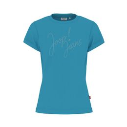 JOOP! Damen JOOP! T-Shirt &raquo;Tineta&laquo; mit appliziertem Logo in Glitzeroptik blau XL