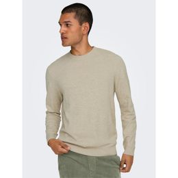 Only & Sons Only & Sons Herren ONLY & SONS Strickpullover &raquo;ONSLOUI REG 12 MEL CREW KNIT NOOS&laquo; beige L