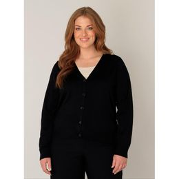 Base Level Curvy Damen Cardigan &raquo;BAS-YVONNE&laquo; mit V-Ausschnitt und Knopfleiste schwarz 58 (60)