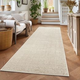 OTTO home Teppich &raquo;Selin&laquo; rechteckig 9 mm H&ouml;he dezenter Glanz, Schrumpf-Garn-Effekt, im Vintage-Look, dichte Qualit&auml;t beige Kunstfaser B : 67cm 1 Stk.