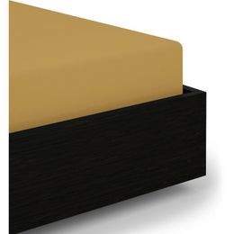 Spannbettlaken &raquo;Elementi&laquo; Laken aus 100% Baumwolle, hochwertiges Mako-Satin, Betttuch ab 90x200 gold Mako-Satin, Obermaterial: 100% Baumwolle B/L: 