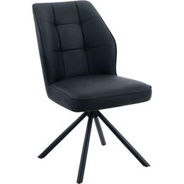 Hela 4-Fu&szlig;stuhl &raquo;BRAGA&laquo; () 1 Stk.XL Sitzbreite, 360&deg; drehbar mit Auto-Return, Echtleder schwarz Leder, Metall, Stoff B/H/T: 50,5cm x 90cm x 68cm, 1 
