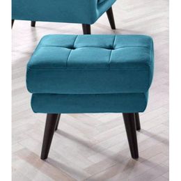 Home Affaire Hocker &raquo;Hemmink&laquo; mit Knopfheftung blau Samtvelours (100% Polyester);Luxus-Microfaser (100% Polyester);Struktur (94% Polyester, 6% 