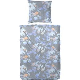 Primera Bettw&auml;sche &raquo;Bio-Renforce-Bettw&auml;sche Willow&laquo; 2 Stk. mit zarten Blumen und Bl&auml;ttern blau Renforc&eacute; (Bio-Baumwolle), Obermaterial: 100% Baumwolle B/L: 