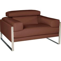 Calia italia Sessel &raquo;Romeo Loungesessel, bequem und elegant, Breite 107cm&laquo; extravaganter Designsessel braun AnilinLEDER Karma gewachst (echtes 