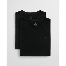 Gant Herren Kurzarmshirt &raquo;V-NECK T-SHIRT 2-PACK&laquo; Mit V-Ausschnitt schwarz S