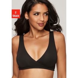 Petite Fleur By Lascana Damen petite fleur by Lascana Still-BH Packung, aus seidig weichem Modal Material ohne B&uuml;gel in Wickel-Schlupf Form schwarz-