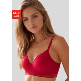 Lascana Damen Lascana Bralette-BH &raquo;Freya&laquo; ohne B&uuml;gel mit eingearbeitetem Push-up Kissen, bequemer BH rot 70, Cup AA