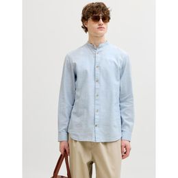 Jack & Jones Jack & Jones Herren Langarmhemd &raquo;JJESUMMER LINEN BLEND BAND SHIRT L/S SN&laquo; Baumwollmischung, regular fit blau M, N-Gr
