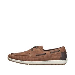Rieker Herren Bootsschuh Mokassin, Halbschuh, Fr&uuml;hlingsschuh mit Perforation braun 41