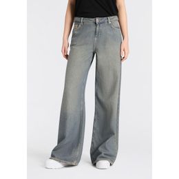 Hugo Damen Hugo 5-Pocket-Jeans &raquo;Gobana&laquo; Low Rise, Wide Leg blau 32, L&auml;nge 34