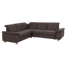 Home Affaire Ecksofa &raquo;Dalia L-Form&laquo; mit Federkernpolsterung, wahlweise mit Schlaffunktion, Bettkasten braun Luxus-Microfaser Florence (100% Polyester)