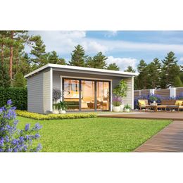 Nordic Holz Gartenhaus &raquo;LIVERPOOL 3&laquo; grau Massivholz Fu&szlig;boden im Gartenhaus, ohne Dacheindeckung