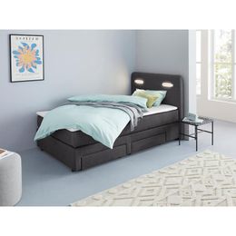 Home Affaire Boxbett &raquo;Luan&laquo; Schubk&auml;sten, LED-Beleuchtung und Topper, in Breite 120 cm und 180 cm grau Polyester Polyester Schubk&auml;sten rechts, 