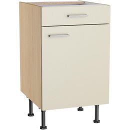 KOCHSTATION Unterschrank &raquo;KS-Lucy&laquo; Breite 50 cm, h&ouml;henverstellbare F&uuml;&szlig;e, Soft-Close beige Eiche hell, B/H/T: 50cm x 87cm x 58,1cm, Schubladen: 1 Stk. 