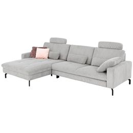 Die PlanBar Ecksofa &raquo;MP-IN20110 L-Form mit Federkern-Polsterung&laquo; optional mit Funktionen erh&auml;ltlich grau 100% Polyester B/H/T: 302cm x 87cm x 178cm, 