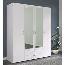 Parisot Kleiderschrank &raquo;Daily&laquo; 1 Stk. tlg. zwei T&uuml;ren mit Spiegel wei&szlig; Holzwerkstoff Weiss, B/H/T: 160cm x 185cm x 51cm, Schubladen: 2 Stk. T&uuml;ren: 4 Stk.