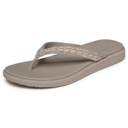 Skechers Damen Zehentrenner &raquo;MEDITATION LUXE-&laquo; Strandschuh, Sommerschuh, Badeschuh mit Glitzersteinchen beige 40