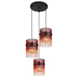 Globo LIGHTING H&auml;ngeleuchte &raquo;GORLEY&laquo; E27 1 Stk. H&auml;ngelampe Glasst&auml;be amber klar verlaufend elegant Wohnzimmer rot &Oslash; 47cm H: 140cm, 1 Stk.