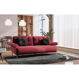 Sit & More sit&more 2,5-Sitzer &raquo;Orient 1&laquo; inkl. 2 Zierkissen mit Strass-Stein, goldfarbene Metallf&uuml;&szlig;e rot 100% Polyester B/H/T: 218cm x 88cm x 93cm, Samtoptik