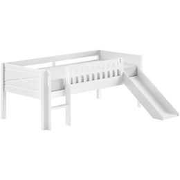 Vipack Spielbett &raquo;Scott mit niedriger Einstiegsh&ouml;he inkl. Leiter, Rutsche und Rollnrost&laquo; in Kiefer massiv, wei&szlig; 90x200 cm, wahlweise ohne und mit Rollboxen 