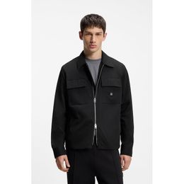 Hugo Herren Hugo Outdoorhemd &raquo;Elack&laquo; Oversize Fit, k&uuml;rzer geschnitten, wasserabweisend, 2-Wege-Zipper L (41/42), N-Gr