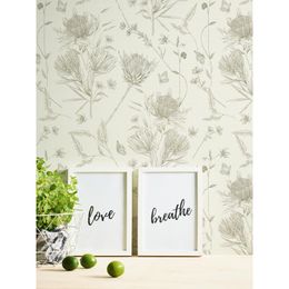 Livingwalls living walls Vliestapete &raquo;Drawn Into Nature florale Tapete Mustertapete Pflanzen Natur&laquo; matt strukturiert Vliestapete Bl&auml;tter f&uuml;r Schlafzimmer K&uuml;che 