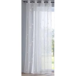 Kutti Vorhang &raquo;Nelly&laquo; &Ouml;sen 1 Stk. tlg. mit praktischen &Ouml;sen, halbtransparent, modern bestickt Kreise grau wei&szlig; Voile, Polyester 145cm, &Ouml;sen, 135cm
