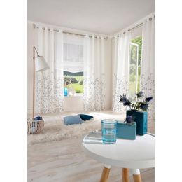 OTTO home Gardine &raquo;Yalinga&laquo; &Ouml;sen 1 Stk. tlg. Vorhang, Fertiggardine, transparent grau Polyester 175cm, &Ouml;sen, 140cm