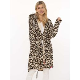 Zwillingsherz Damen Jerseymantel &raquo;"Leo Dream"&laquo; mit Allover Leo Look mit Taschen beige L/XL (L/XL)