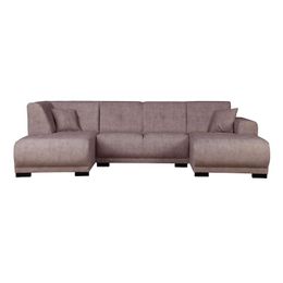 Home Affaire Wohnlandschaft &raquo;Langeland U-Form&laquo; incl. 2 Zierkissen, Recamiere wahlweise links oder rechts grau 100% Polyester B/H/T: 297cm x 85cm x 