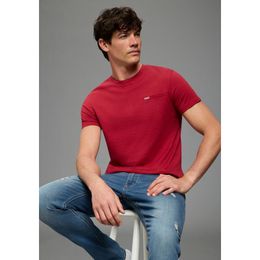 Bruno Banani Herren T-Shirt Mit Doppelkragen und Zierbrusttasche rot 4XL (68/70)