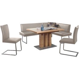 K+w Komfort & Wohnen K+W Komfort & Wohnen Essgruppe &raquo;Santos III&laquo; 4 Stk. tlg. gepolsterte Eckbank und St&uuml;hle, langer Schenkel rechts oder links grau B/H/T: 205cm x 86cm x 