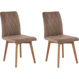 OTTO home Esszimmerstuhl &raquo;Brest&laquo; (Set) 2 Stk.Gestell aus Eiche Massivholz ge&ouml;lt braun Polyester B/H/T: 47cm x 88cm x 66cm, 2 Stk., Microfaser