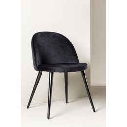 Esszimmerstuhl &raquo;Velvet, 2er-Set Esszimmerst&uuml;hle in Meerblau-Samt, 150 kg belastbar&laquo; () 2 Stk.Polsterstuhl, weicher Bezug, Metallbeine, abgerundet 