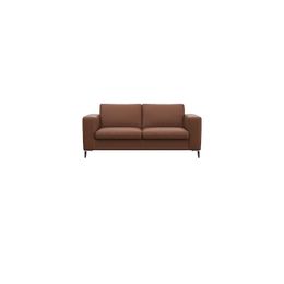 FLEXLUX 2-Sitzer &raquo;Fiore&laquo; breite Armlehnen, Kaltschaum, F&uuml;&szlig;e Alu+schwarz braun 100% Echteder B/H/T: 164cm x 85cm x 92cm, Echtleder