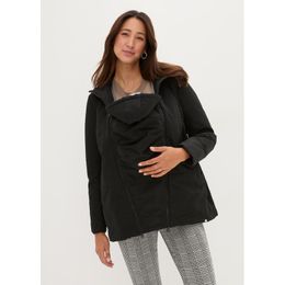 bonprix Damen bonprix Umstandsjacke mit Kapuze 3-in-1 Funktion, regen- und windabweisendes Material schwarz 52
