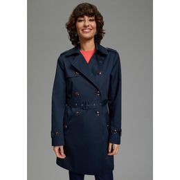 Laura Scott Damen Trenchcoat aus Baumwolle und Polyester, unifarben mit Piping-Applikationen blau 34