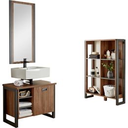Home Affaire Badm&ouml;bel-Set &raquo;Detroit, Bad im Industrialdesign, 3-teiliges Badezimmer&laquo; Set, 3 Stk. tlg. gelb Einheitsgr&ouml;&szlig;e