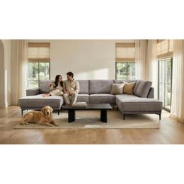 OTTO home Wohnlandschaft &raquo;OLAND Chenille U-Form, XXL, B: 345 cm, Skandi-Design&laquo; U-Form, 345 cm, Wellenunterfederung, Skandi-Design, Metallf&uuml;&szlig;e grau 