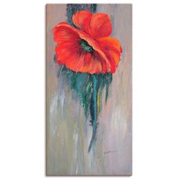 Artland Leinwandbild &raquo;Roter Mohn III&laquo; Blumen 1 Stk. tlg. auf Holzrahmen gespannt rot Leinwand B/H/T: 20cm x 40cm, Leinwandbild Blumen Hochformat, 1 Stk.