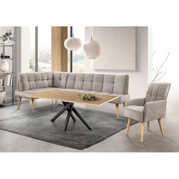 exxpo - sofa fashion Eckbank &raquo;Latte&laquo; moderne Sitz- und R&uuml;ckensteppung, bequem und elegant, hoher Holzfu&szlig; 100% PES B/H/T: 234cm x 95cm x 156cm, 