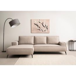 OTTO home Ecksofa &raquo;TVINNU&laquo; wahlweise Recamiere rechts/links, schwarze F&uuml;&szlig;e, bequemer Sitzkomfort beige B/H/T: 275cm x 83cm x 173cm, Flachgewebe 